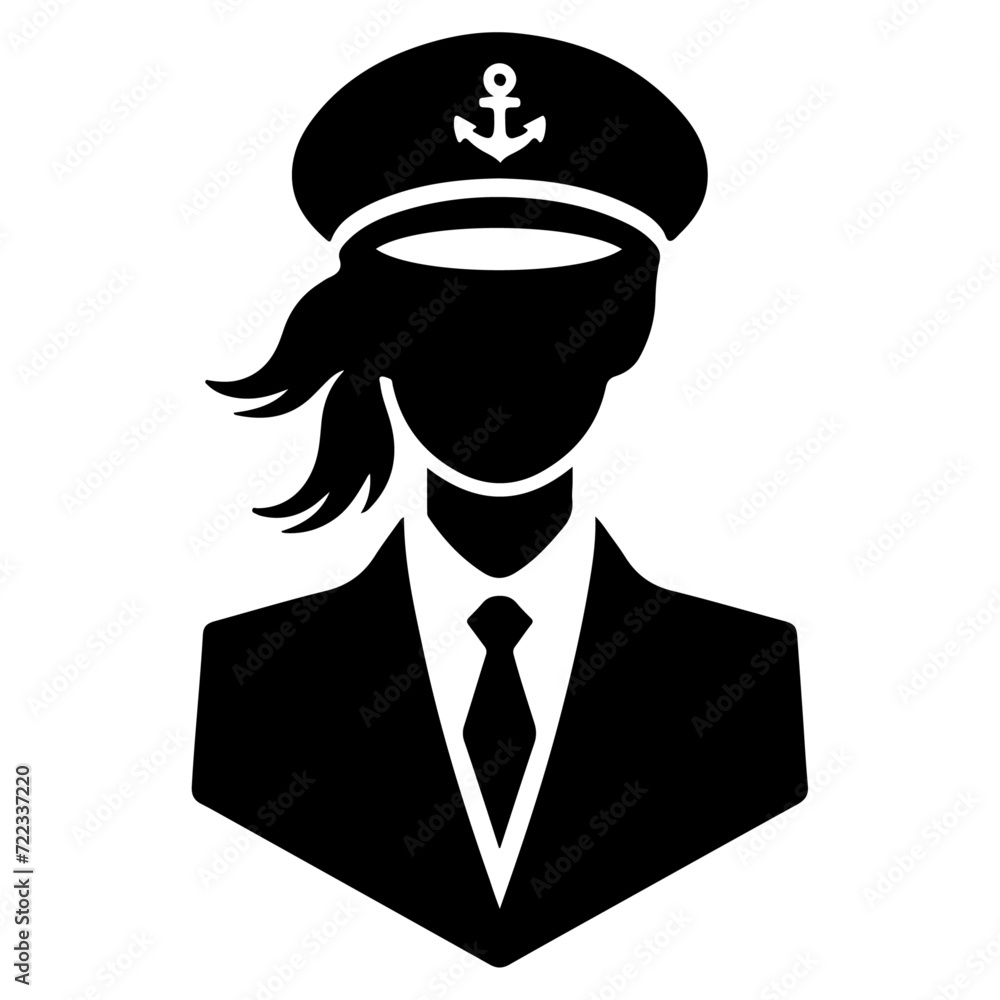 navy ship captain icon, clipart, vector silhouette, white background ...