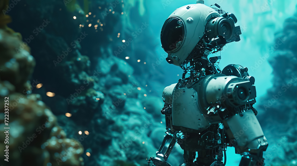 Underwater autonomous robot exploration sea floor - AI Generated Stock ...