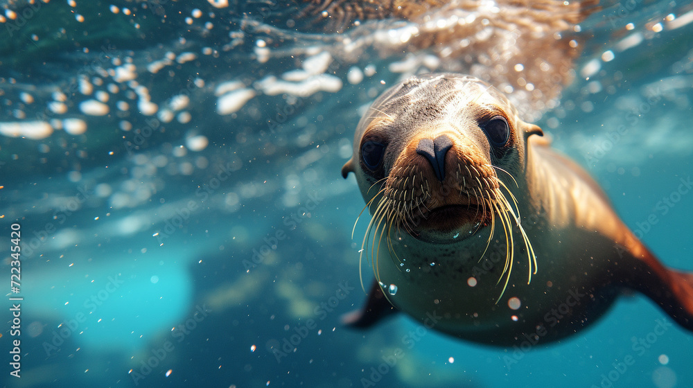sea lion swimming underwater in the ocean Stock Photo | Adobe Stock