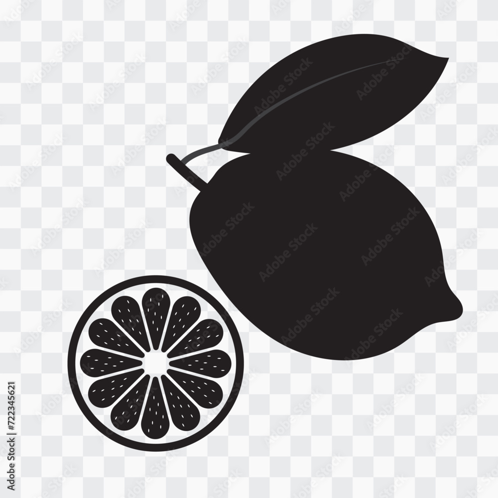 Vetor de Fresh lemon silhouette, orange fruits icon, collection of ...