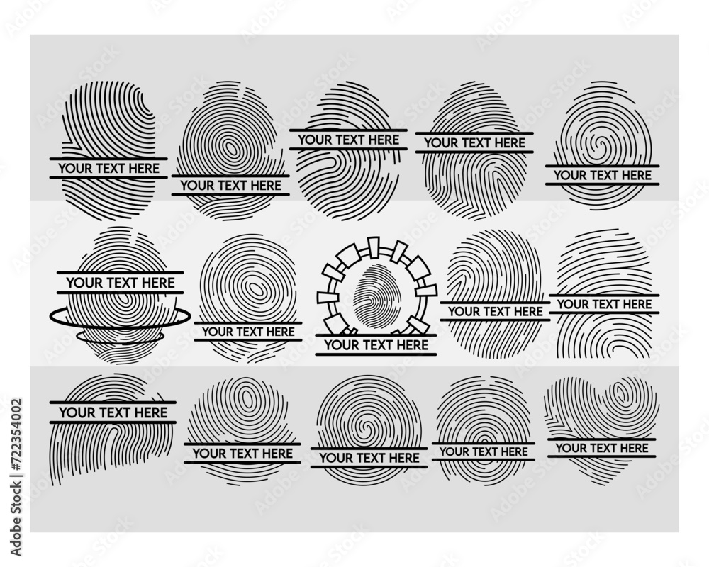 Fingerprint Split Monogram, Fingerprint Silhouette, Fingerprint SVG ...