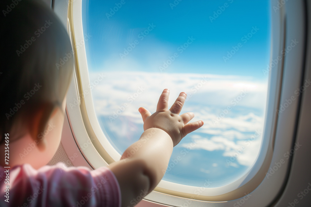 A toddler stretches hand to the sky, signifying curiosity and wonder ...