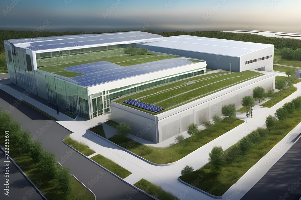 3D-style building plan for a smart factory that combines advanced ...