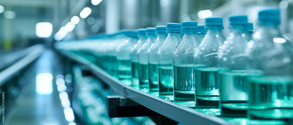 Row upon row of water bottles parade down the assembly line, a ...