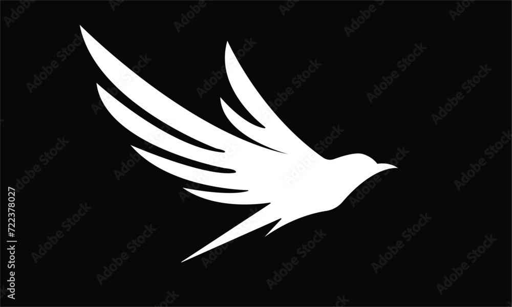bird logo vector, Flying bird logo, vector line art of abstract black hummingbird, colibri wall ...