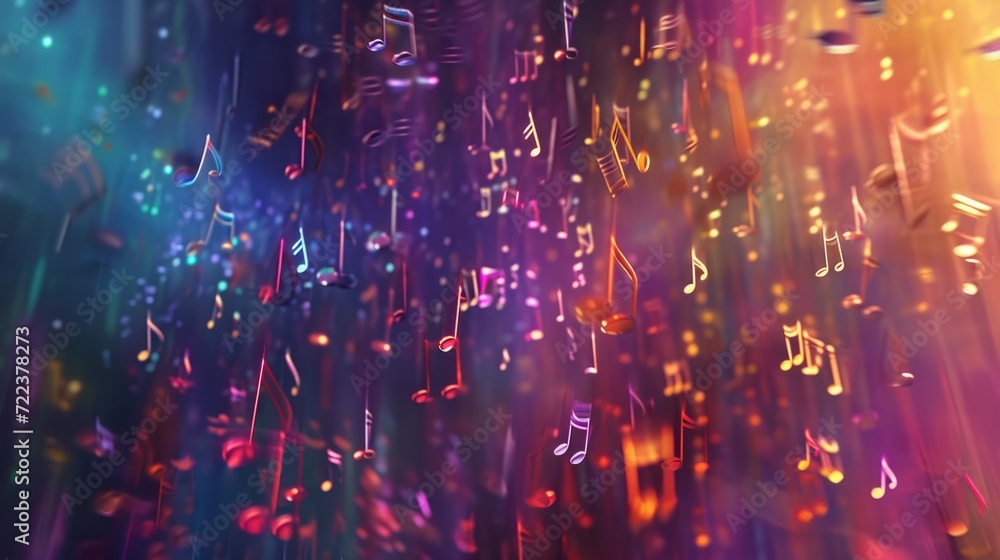 Colorful musical notes flying in the air. Music concept. Intertwined ...