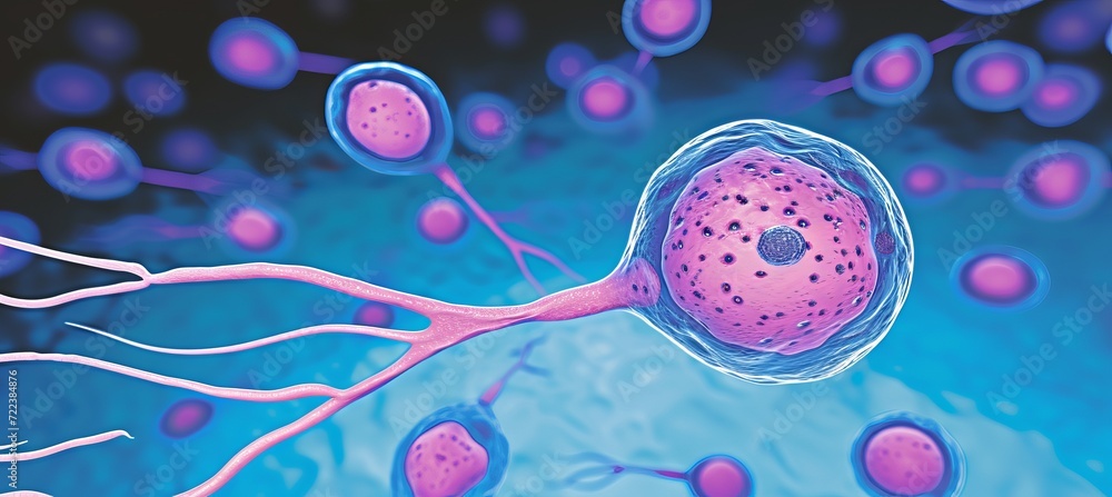 Microscopic view of male sperm and female egg reproduction process in ...