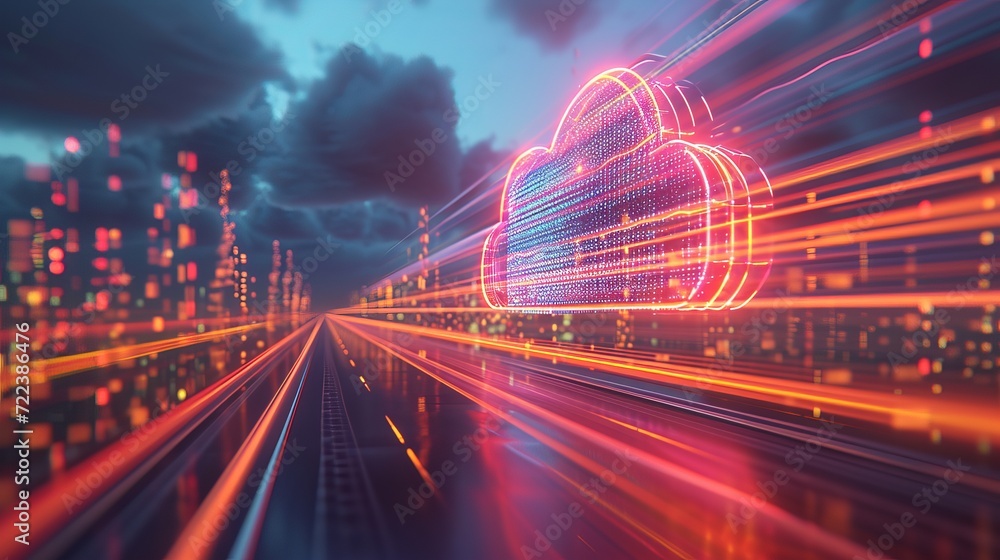 Secure end to end cloud data stream with encryption symbols and dynamic compositions Stock Photo ...