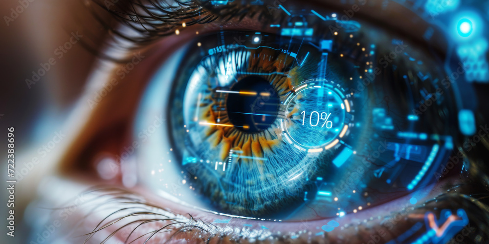 Futuristic Vision Concept with Digital Eye Interface. Close-up of a ...