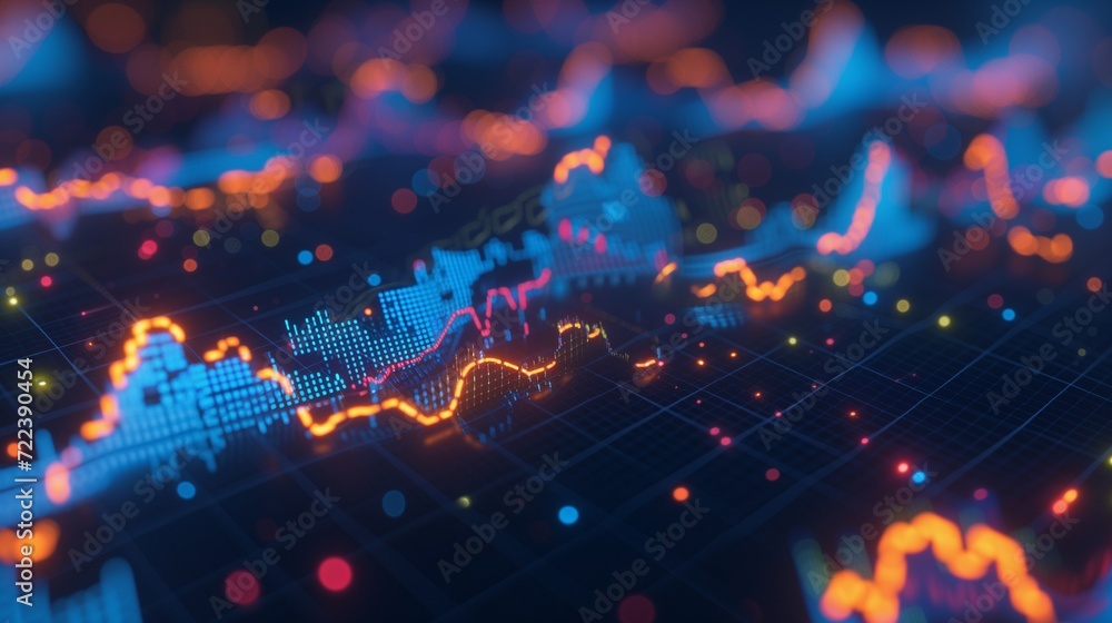 Digital chart display, options chart, stock market growing data chart ...