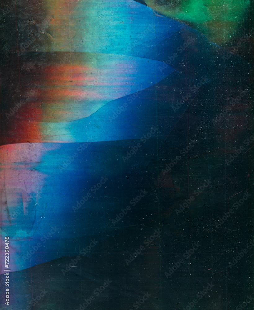 Broken screen. Distressed texture. Blue red green color glowing defect ...