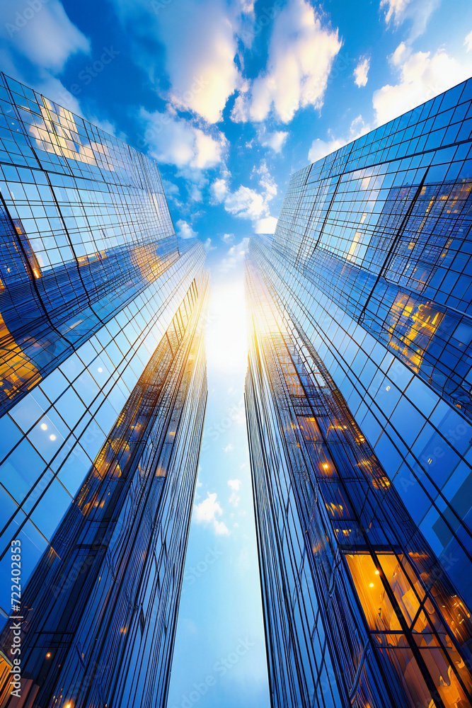 Urban Skyscraper Architecture, City Business, Tall Glass Modern ...