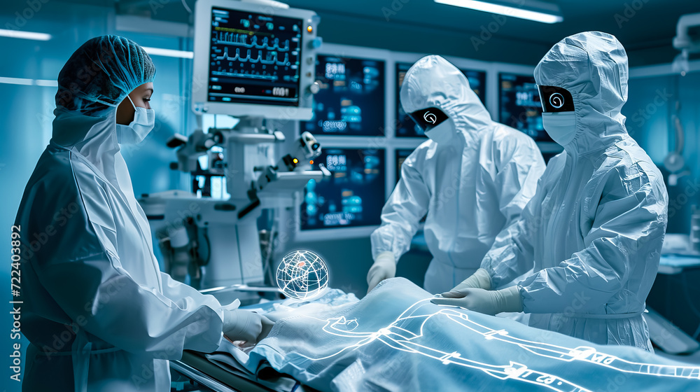 Operating room Doctor or Surgeon anatomy on Advanced robotic surgery ...