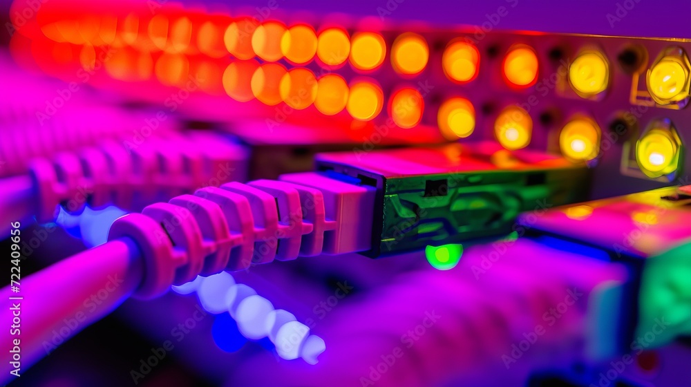 Dynamic and dramatic computer network diagram with servers, routers ...