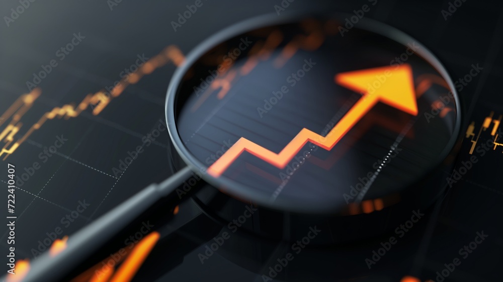 magnification of the graph with an up arrow on the graph itself,icon in ...