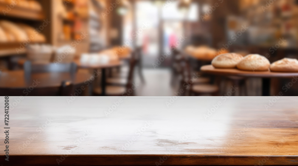 Mock up, bakery set up, wooden table in the front with space for ...