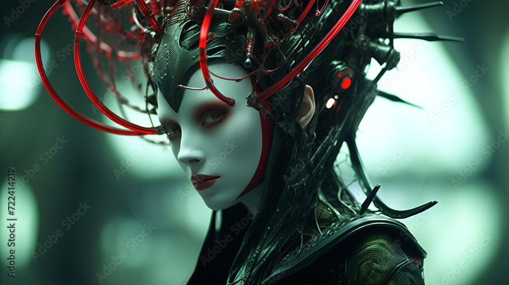 Cybergoth nanopunk ethereal minimalist anime girl Stock Photo | Adobe Stock