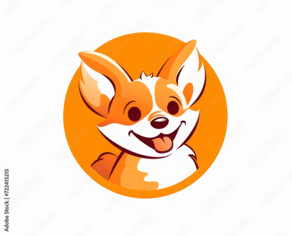 animal pet logo with an orange background, in the style of charming ...