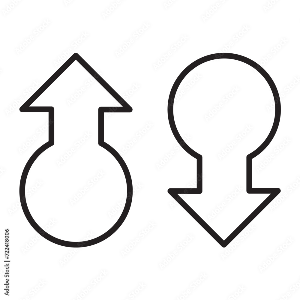 Three-way, two-way or one -way inward or outward pointing mini arrows ...