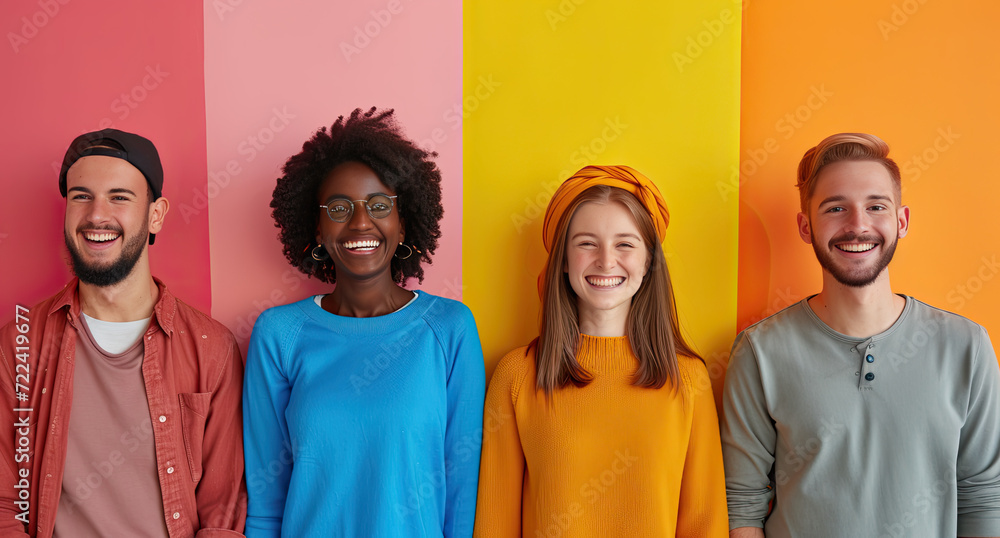 A panoramic collage featuring faces of multiracial young people. This ...