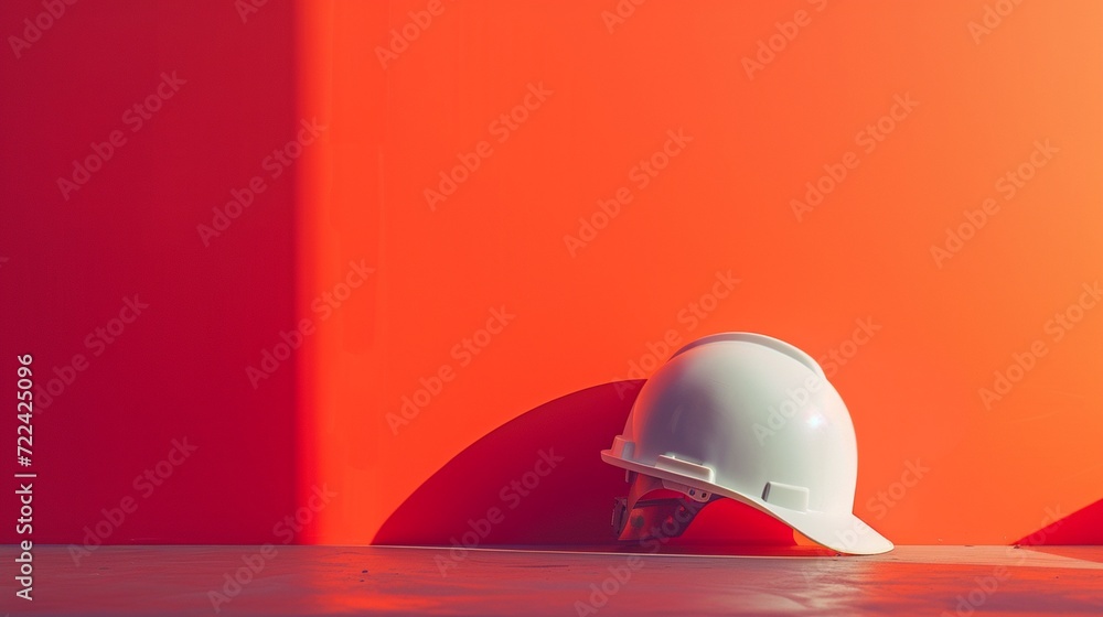 construction cap on a color background and space for text, construction ...