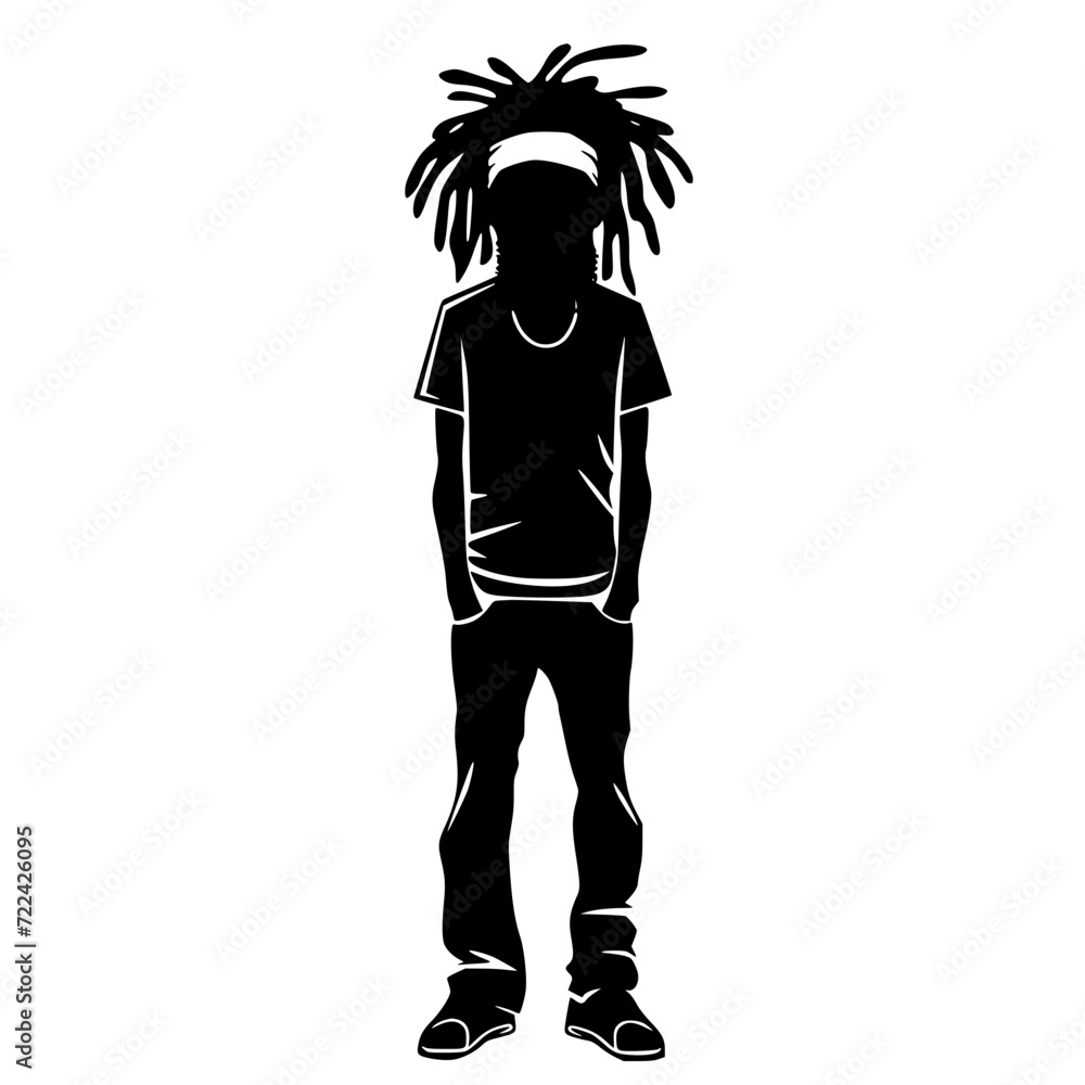 rastaman simple vector black and white, white background, shilhouette ...