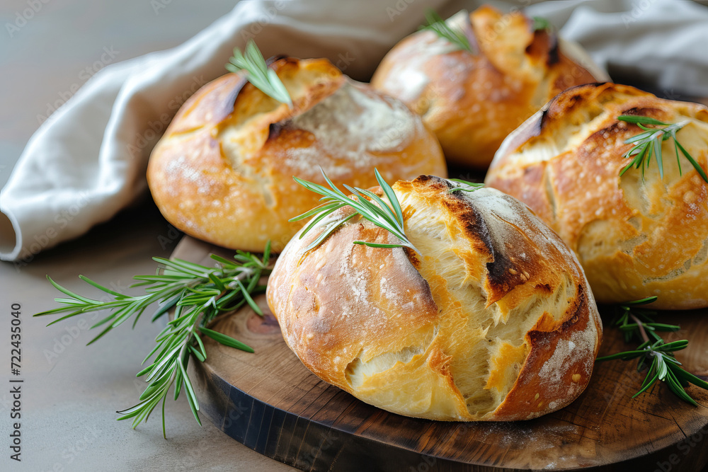 Breads assortment with copy space on rustic wooden table. Still life ...