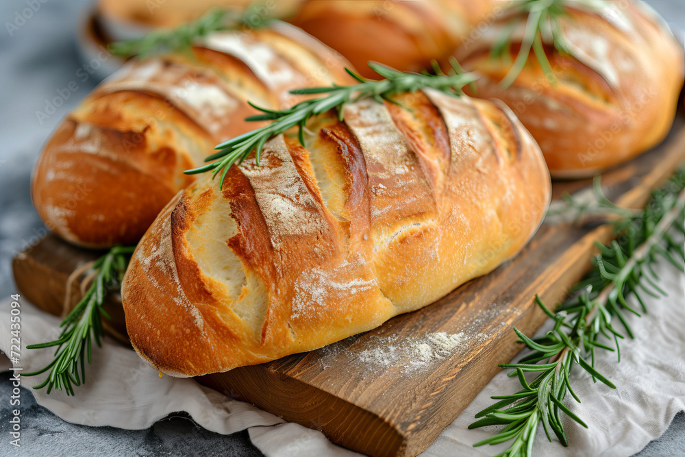 Breads assortment with copy space on rustic wooden table. Still life ...