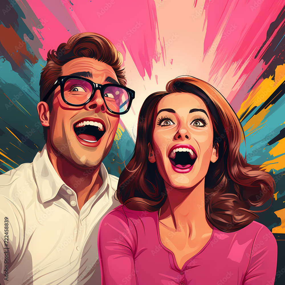 Stupid idiot newbie couple family from internet memes screams in horror ...