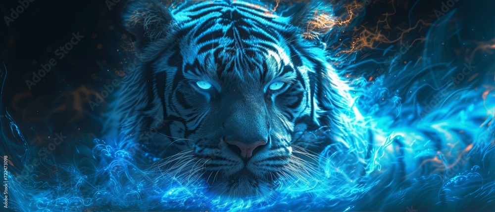 Blue tiger wallpaper desktop backgrounds Stock Photo | Adobe Stock