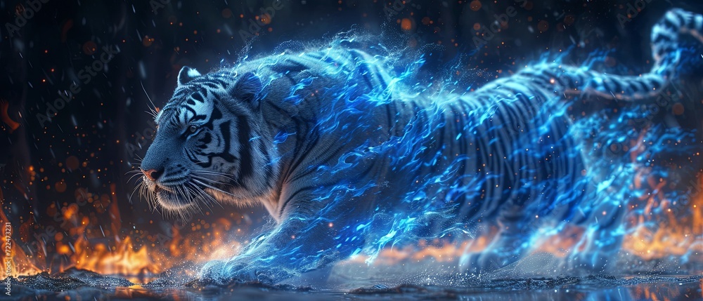 Blue tiger wallpaper desktop backgrounds Stock Photo | Adobe Stock