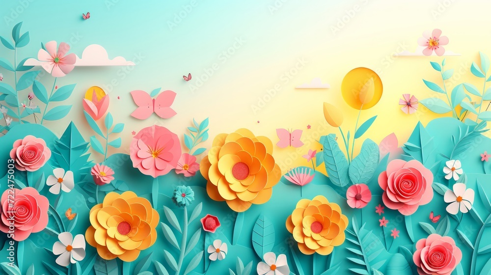 Beautiful bright poster for the spring holiday. Template without text ...