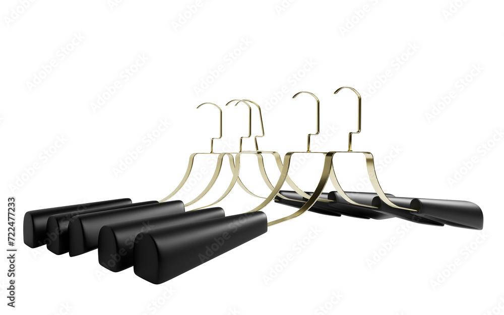 Five pieces of Golden designer metal hanger with black rubber padding ...