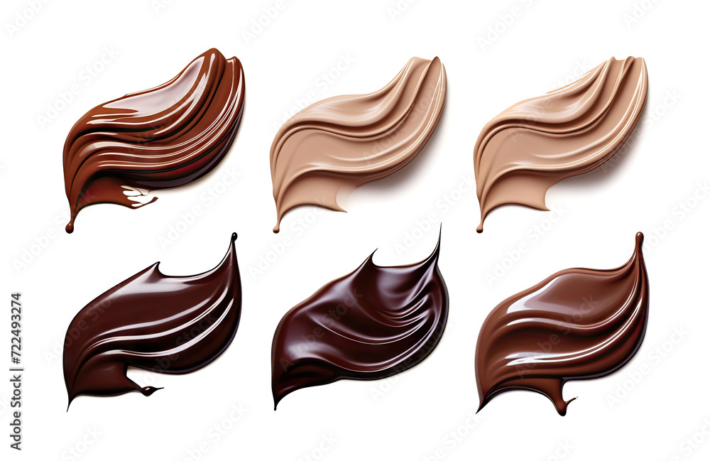 Chocolate Smear Isolated, Melted Chocolate Texture on White Background ...
