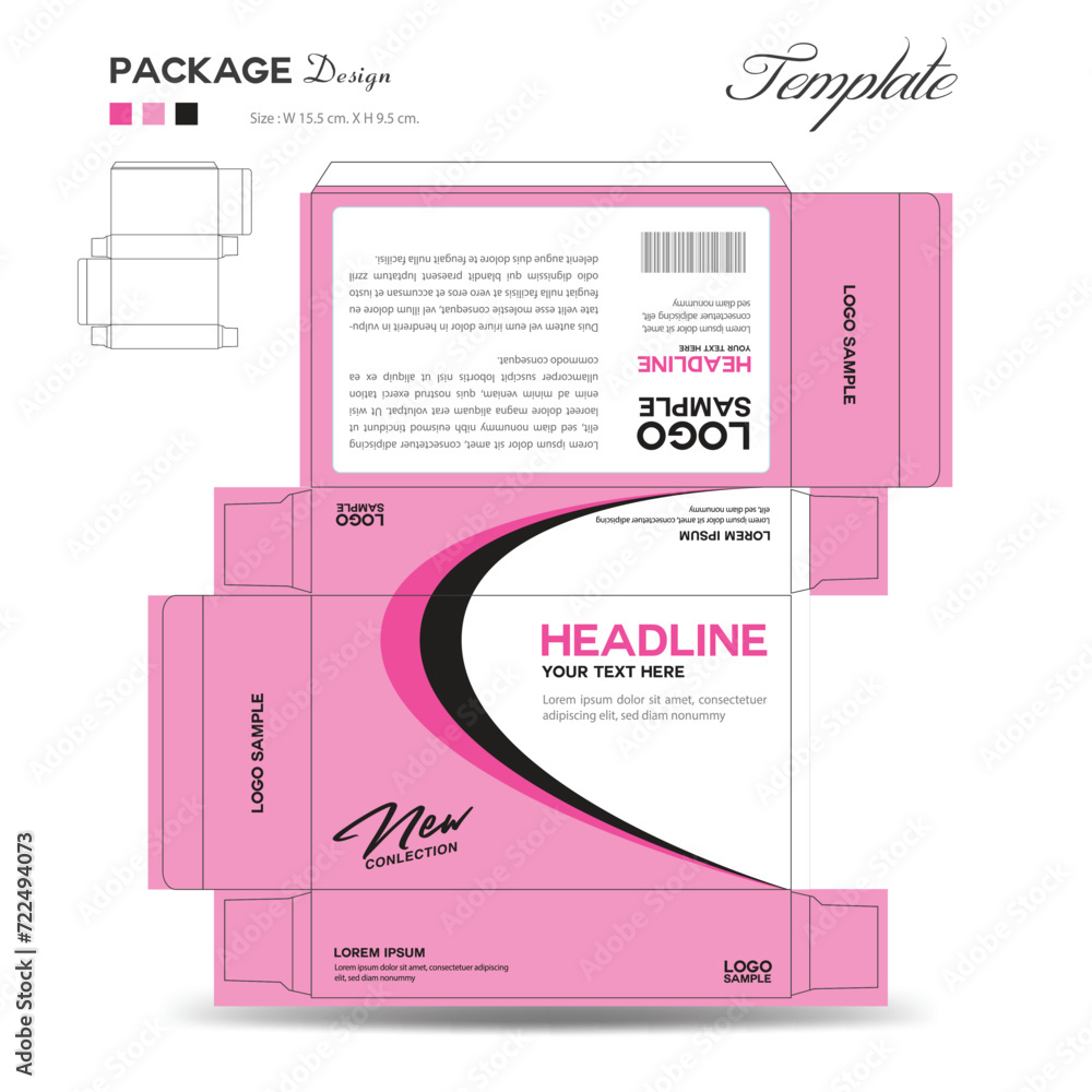 Supplements and Cosmetic box design, Package design template, box ...