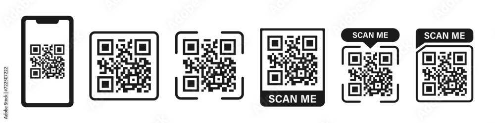 QR code icon set. Scan qr code symbol. Vector illustration. Stock ...