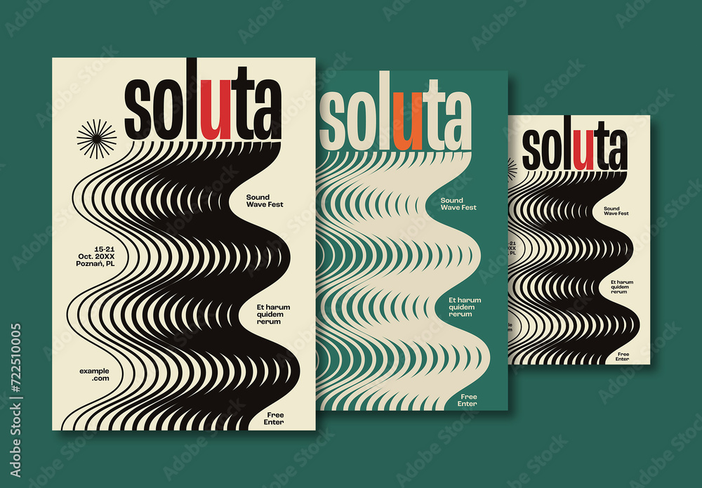 Minimal Poster Design Layout with Waveform Stock Template | Adobe Stock