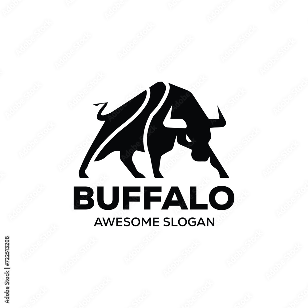 vector buffalo simple mascot logo design vector illustration Stock ...
