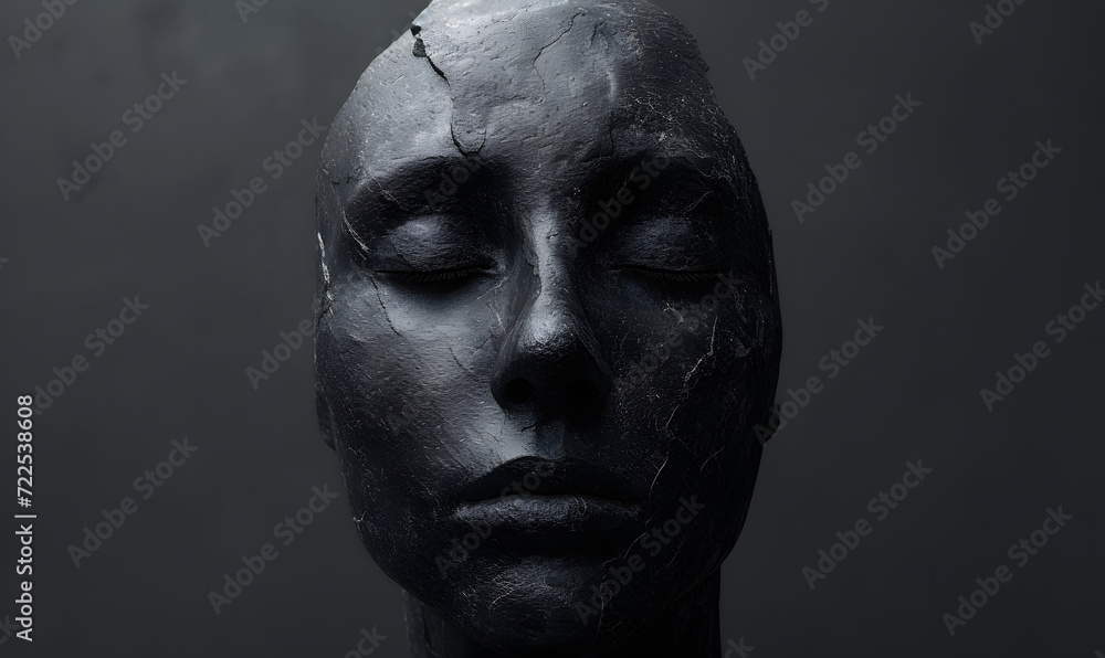 portrait of a female face statue in the dark Stock Illustration | Adobe ...