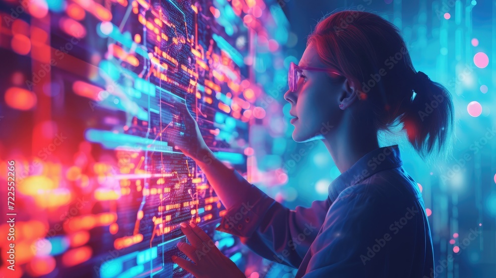 Digital technology, internet network connection, big data, digital ...