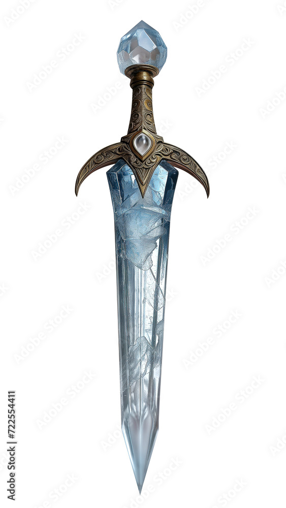 Fantasy enchanted crystal dagger isolated on transparent background ...