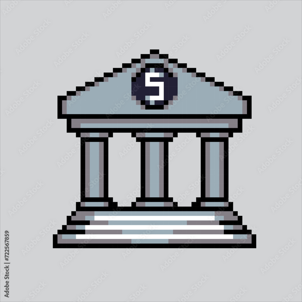 Pixel art illustration Bank. Pixelated Bank Icon. Money Bank Icon ...