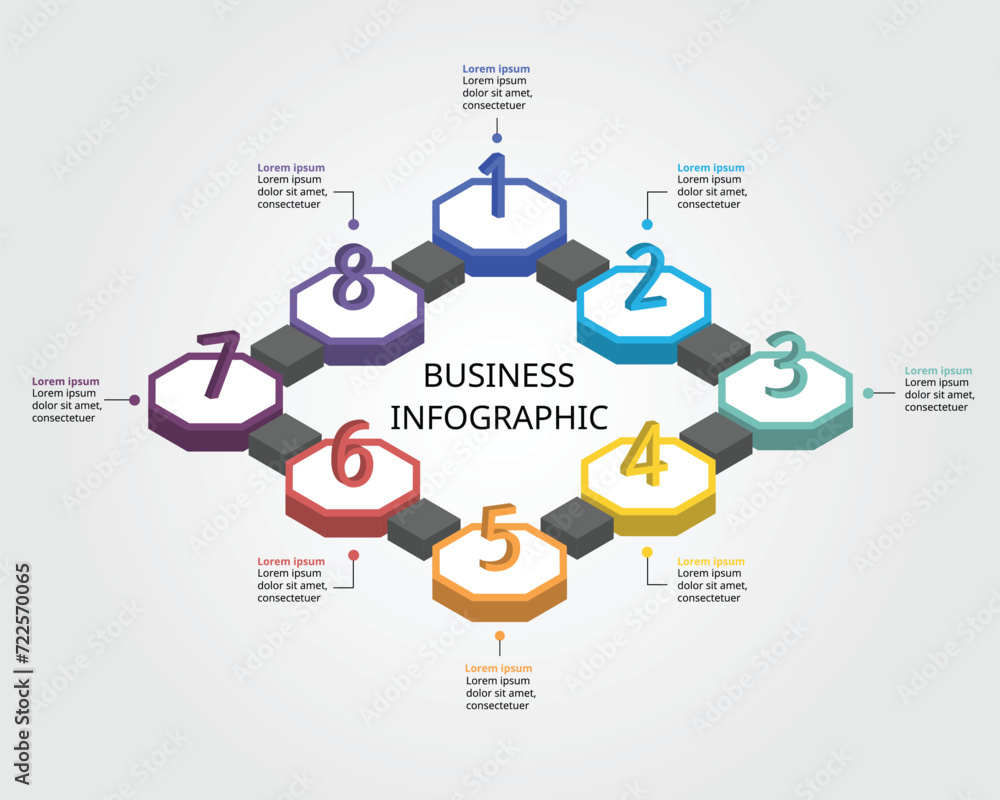 Octagon step chart template for infographic for presentation for 8 ...