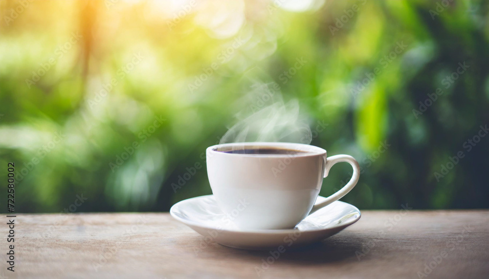 coffee cup sits on a pristine table, symbolizing a fresh start and the ...