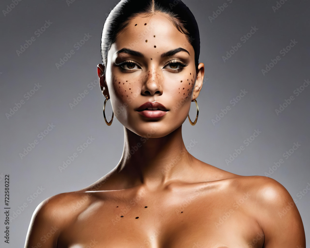 Bold and Sophisticated - Portrait of a Heavyset Olive-Skin Hispanic or Latino Supermodel with ...