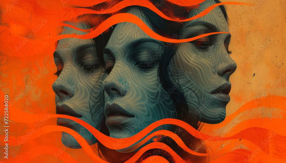 Different parts of self, integration, bipolarity concept illustration ...