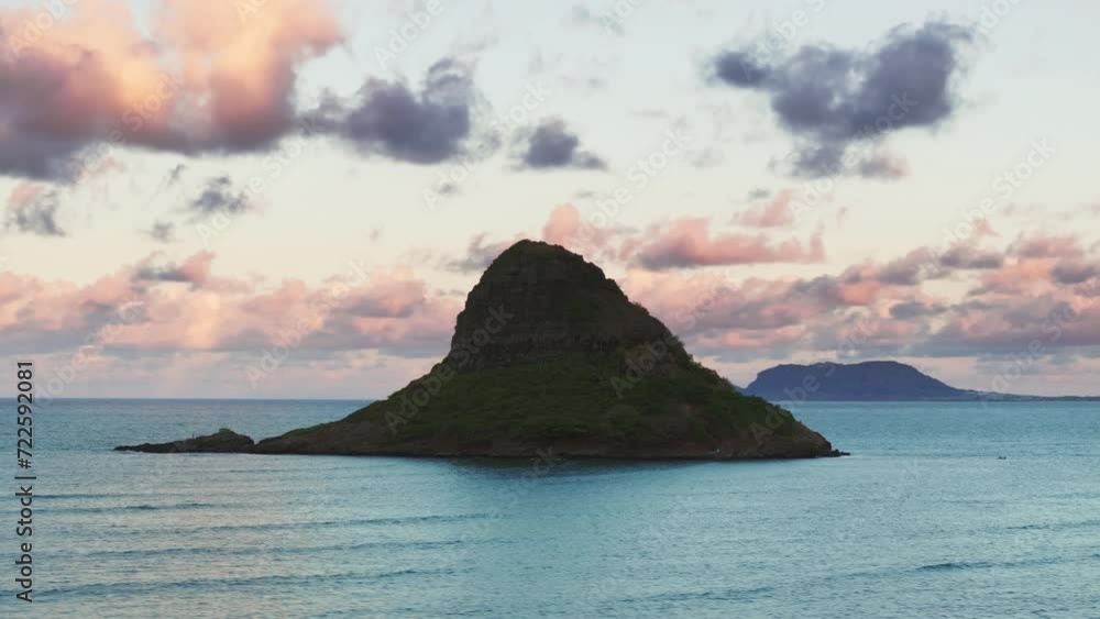 Chinamans Hat pyramid island silhouette on background of cinematic ...