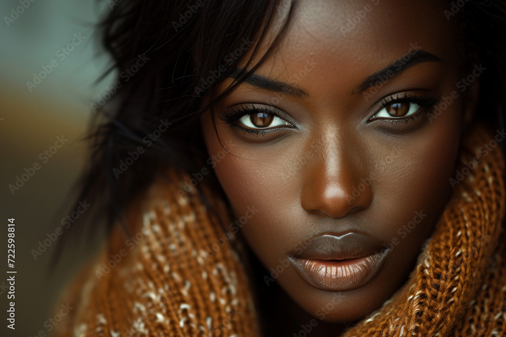 Expressive Mocha skin color African American female model, feminine ...