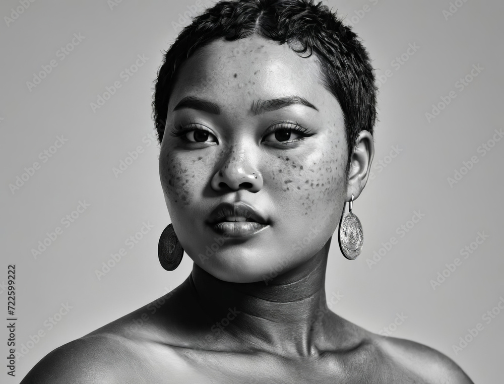 Empowering Portrait of a Plus-Size Black and East Asian Model with ...
