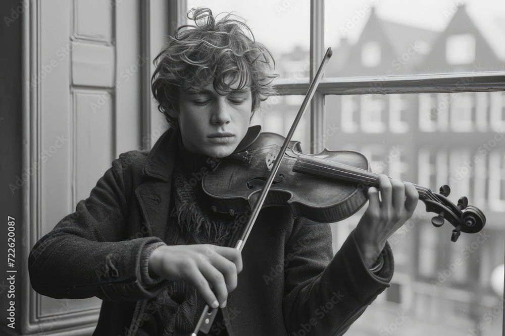 A skilled violinist serenades the world with a soulful melody, his ...
